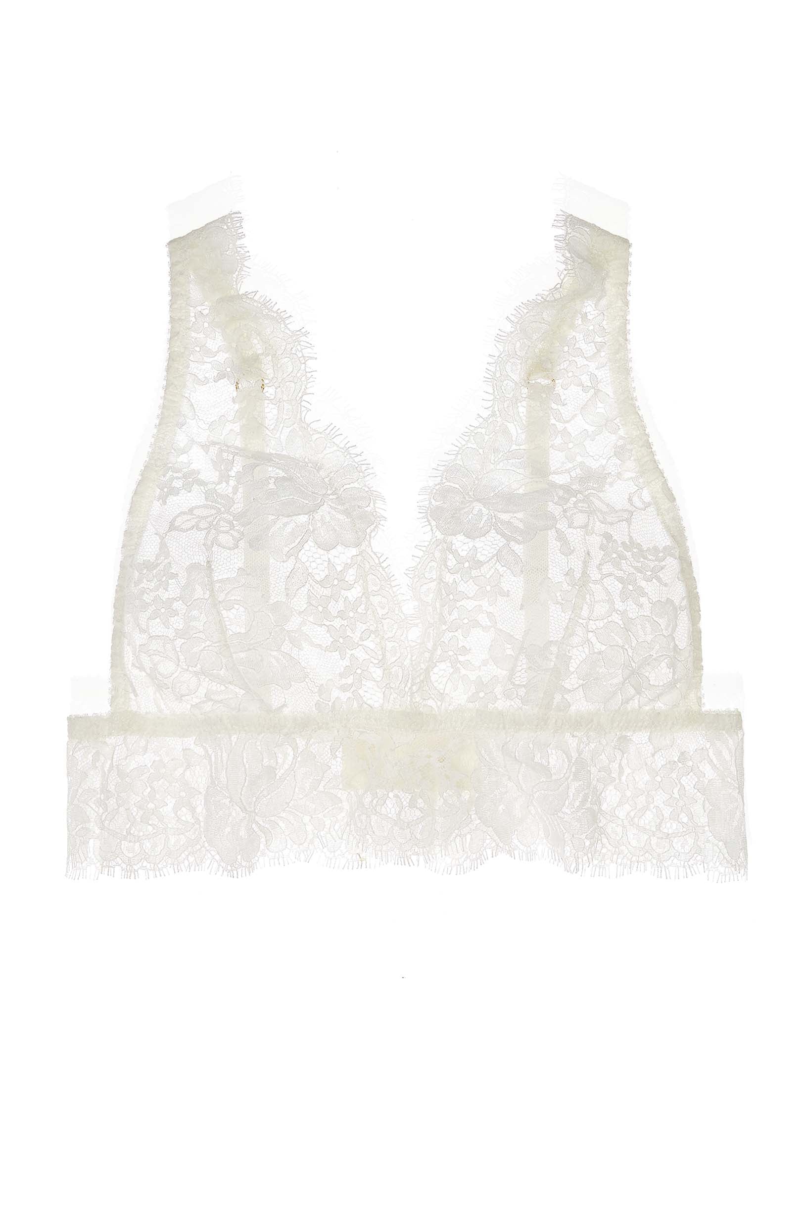 Dominique Soft cup French lace bra bralette in Ivory ...