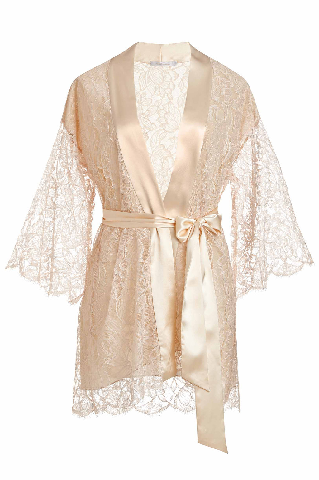 Tulip French Lace & Silk Bridal Kimono Robe in Blush Pink - Vera Wang ...