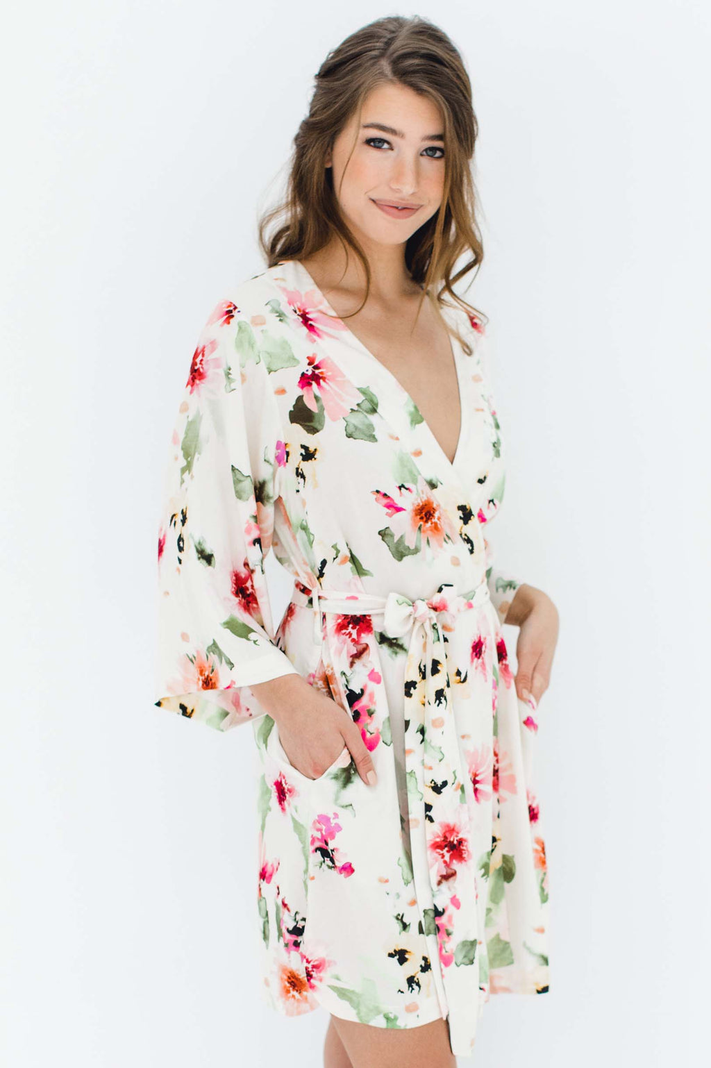 Watercolor Dreams Floral print Bridesmaids Robes Bridal party Kimono R ...